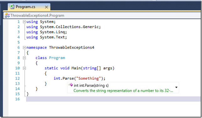 Morzel about Computer Programming: C#: throwable exceptions and Visual ...
